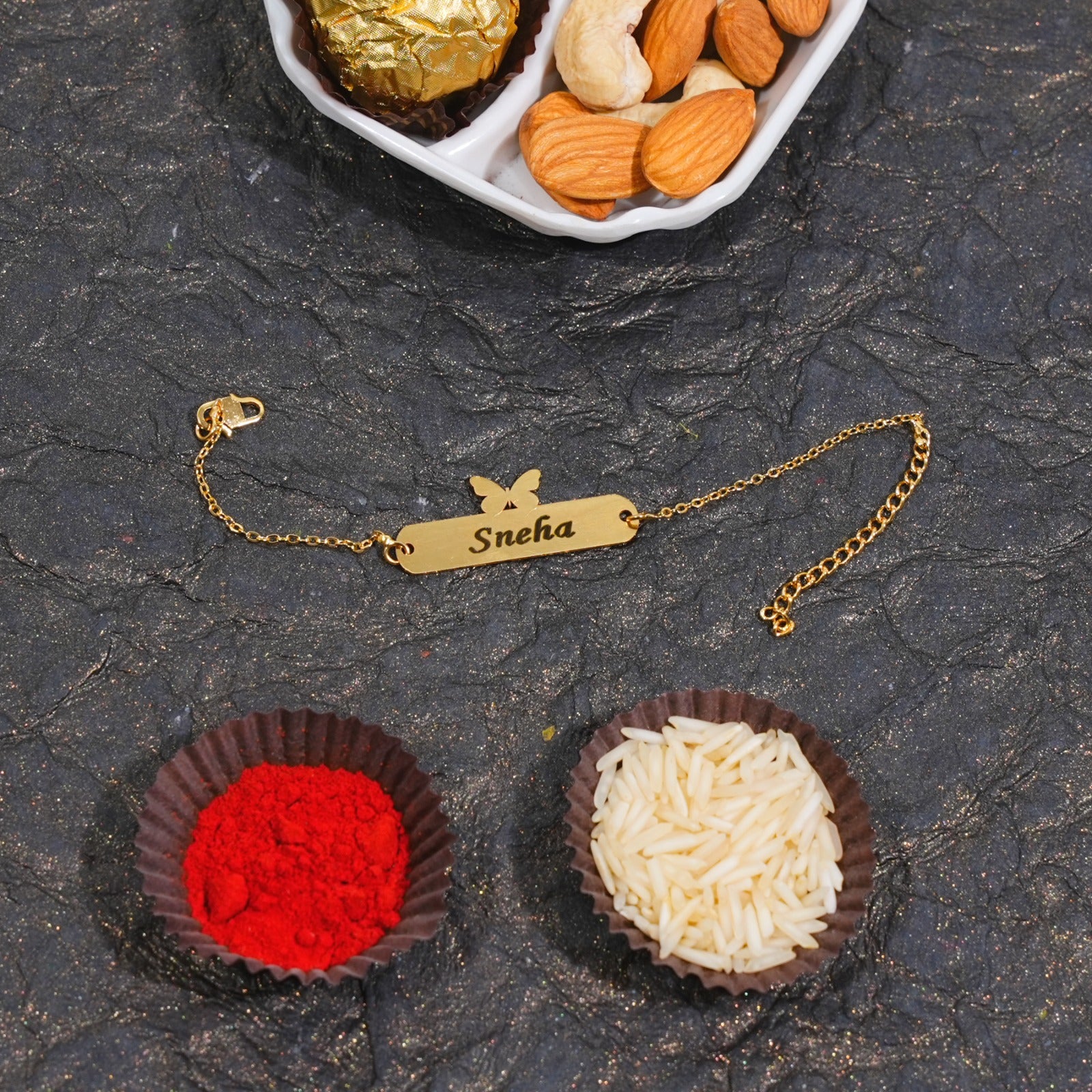 Personalized Metal Butterfly Rakhi With Name – The Teen Store